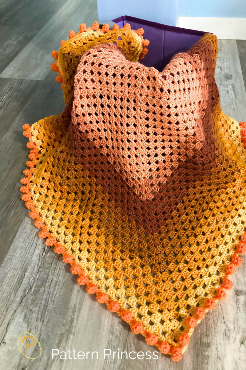 Continuous Granny Square Crochet Blanket with Dot Border (Crochet ...