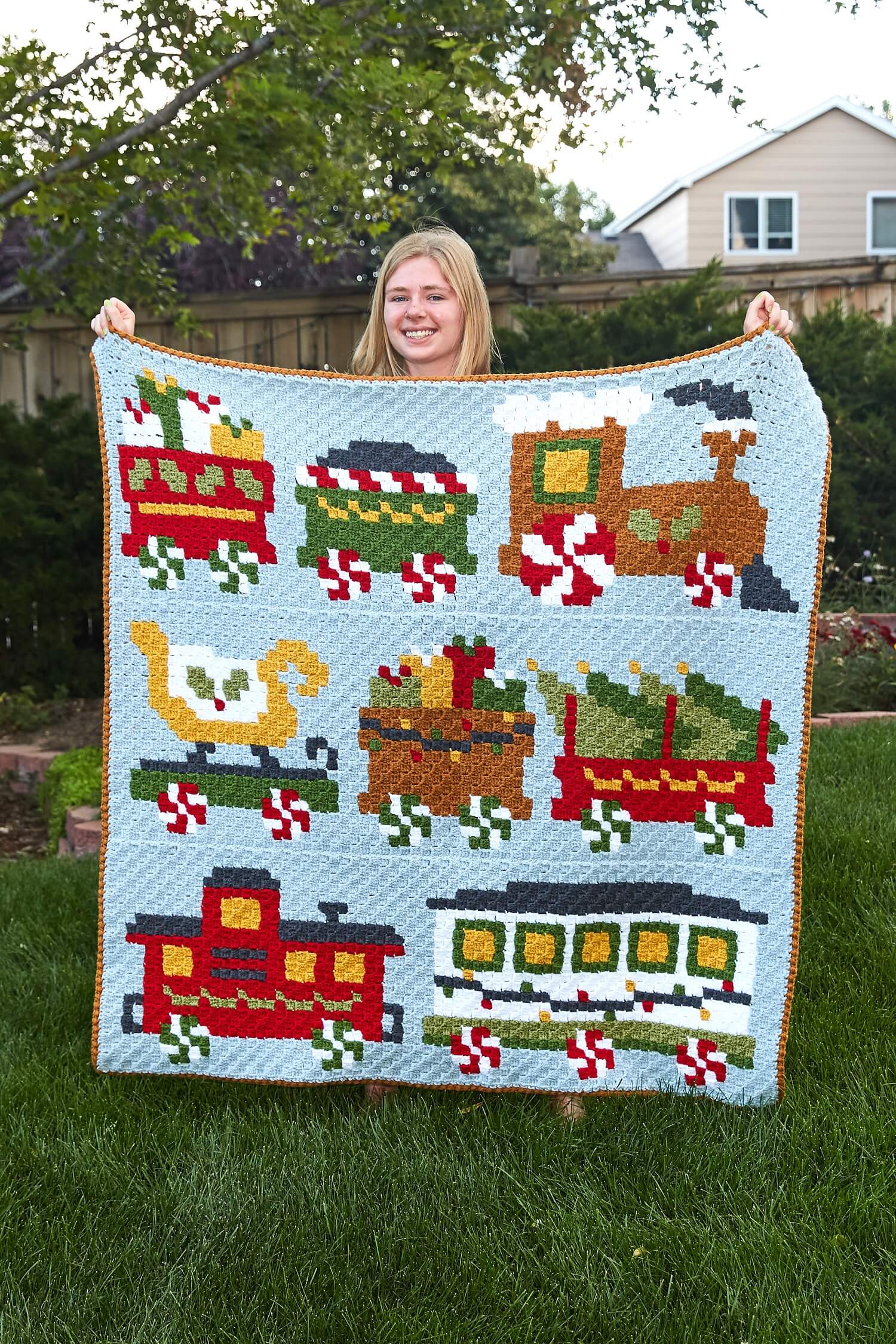 Crochet Kit - Christmas Train Throw – Lion Brand Yarn