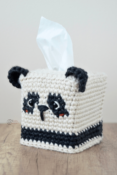 Panda Tissue Box Cover (Crochet) – Lion Brand Yarn