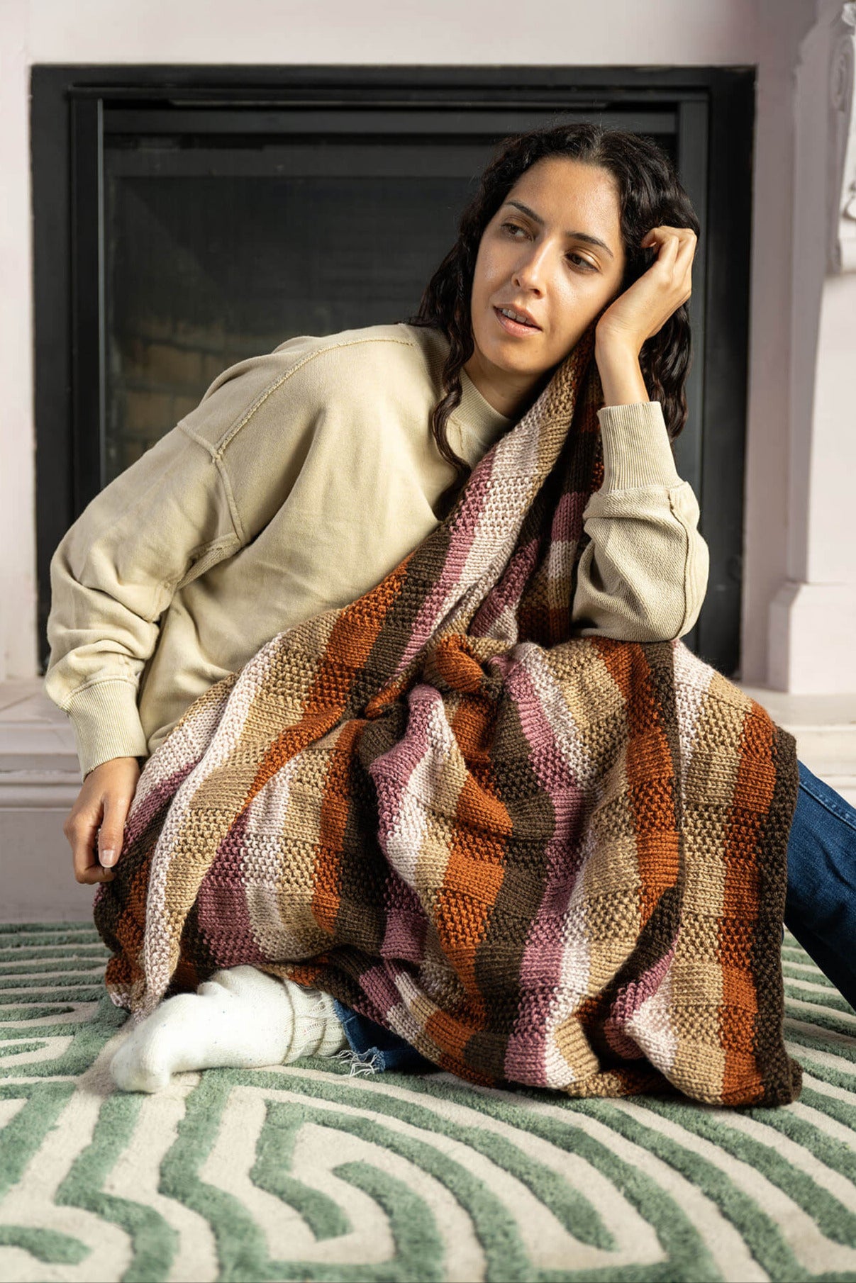 Simple Striped Lapghan (Knit) – Lion Brand Yarn