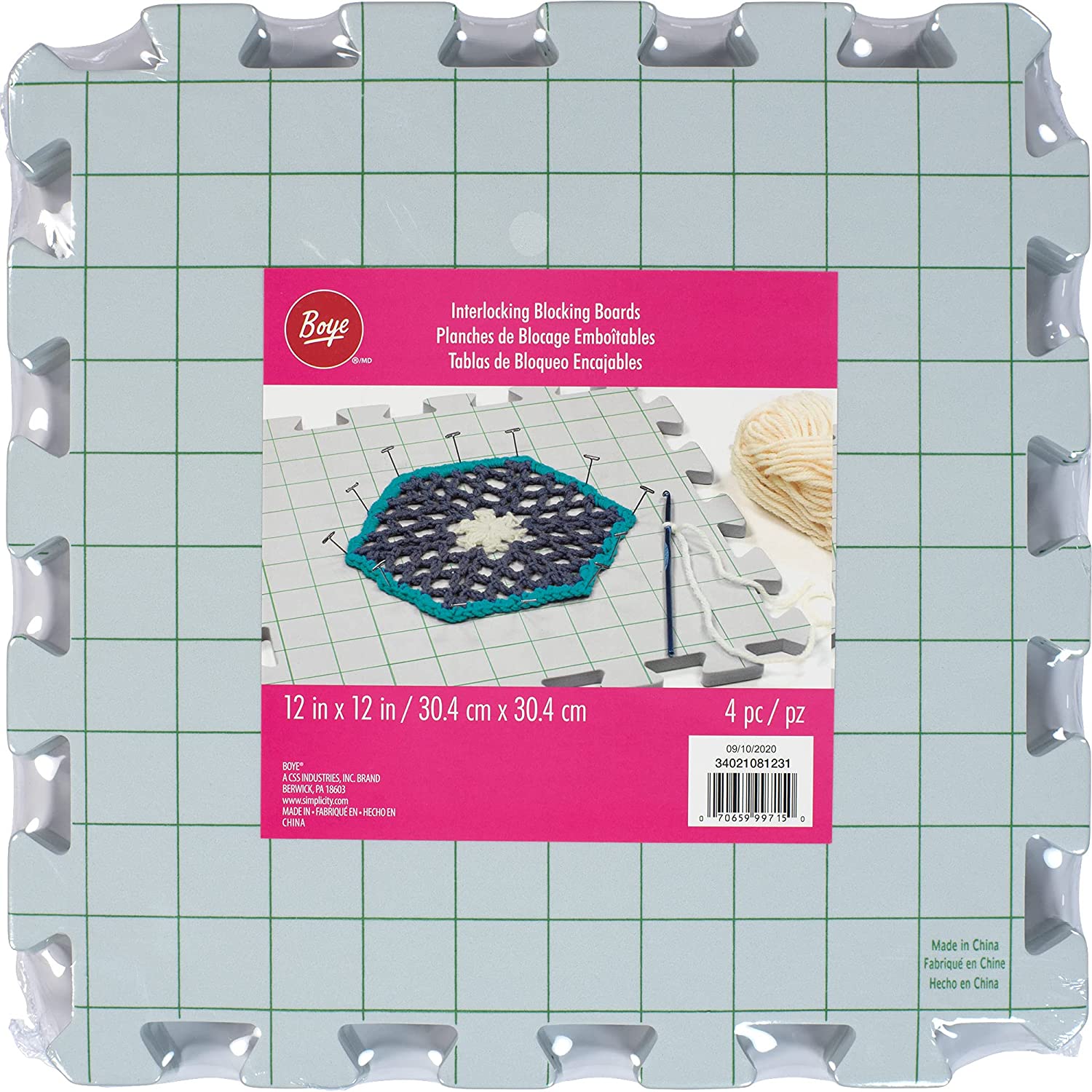 Boye Interlocking Blocking Boards 12 X 12 in – 4pk – Lion Brand Yarn