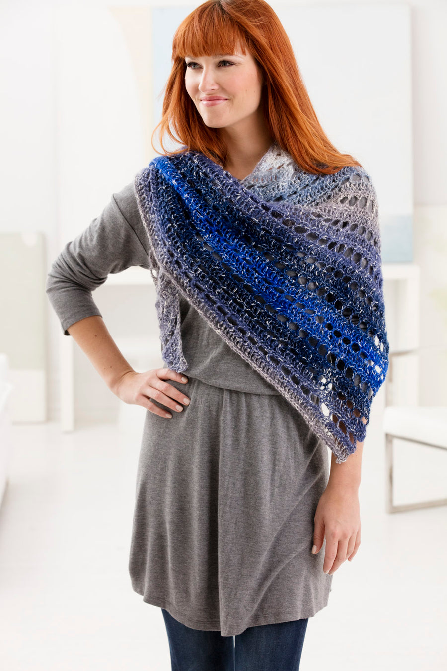 Diagonal Eyelets Shawl (Crochet) - Version 1 – Lion Brand Yarn
