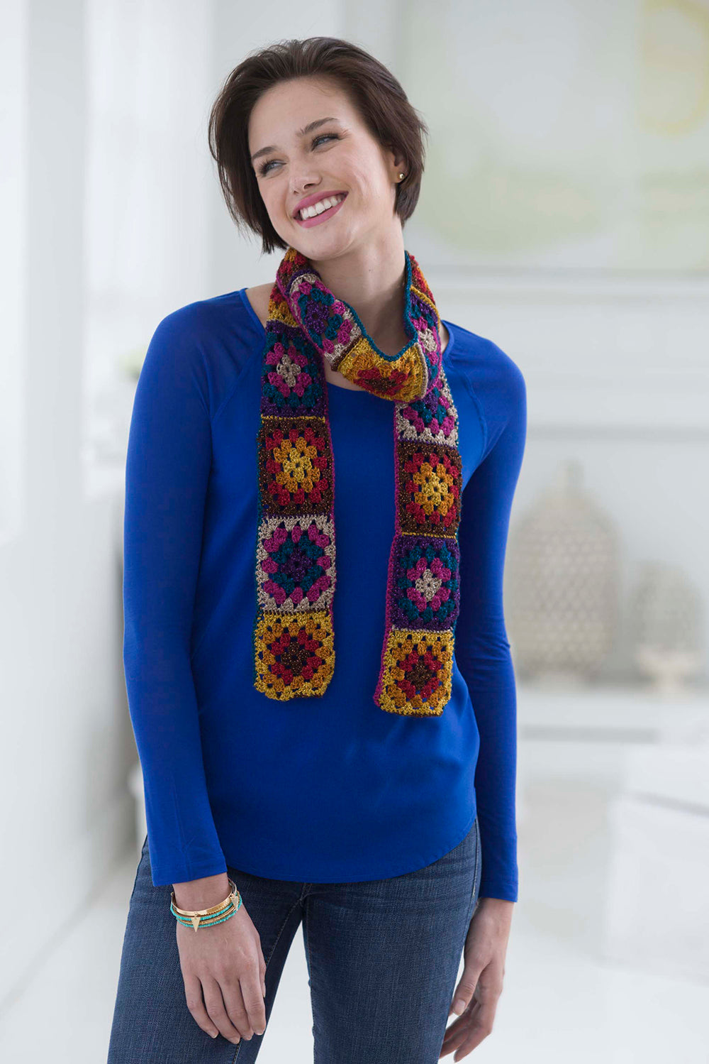 Granny Motif Scarf Pattern (Crochet) – Lion Brand Yarn