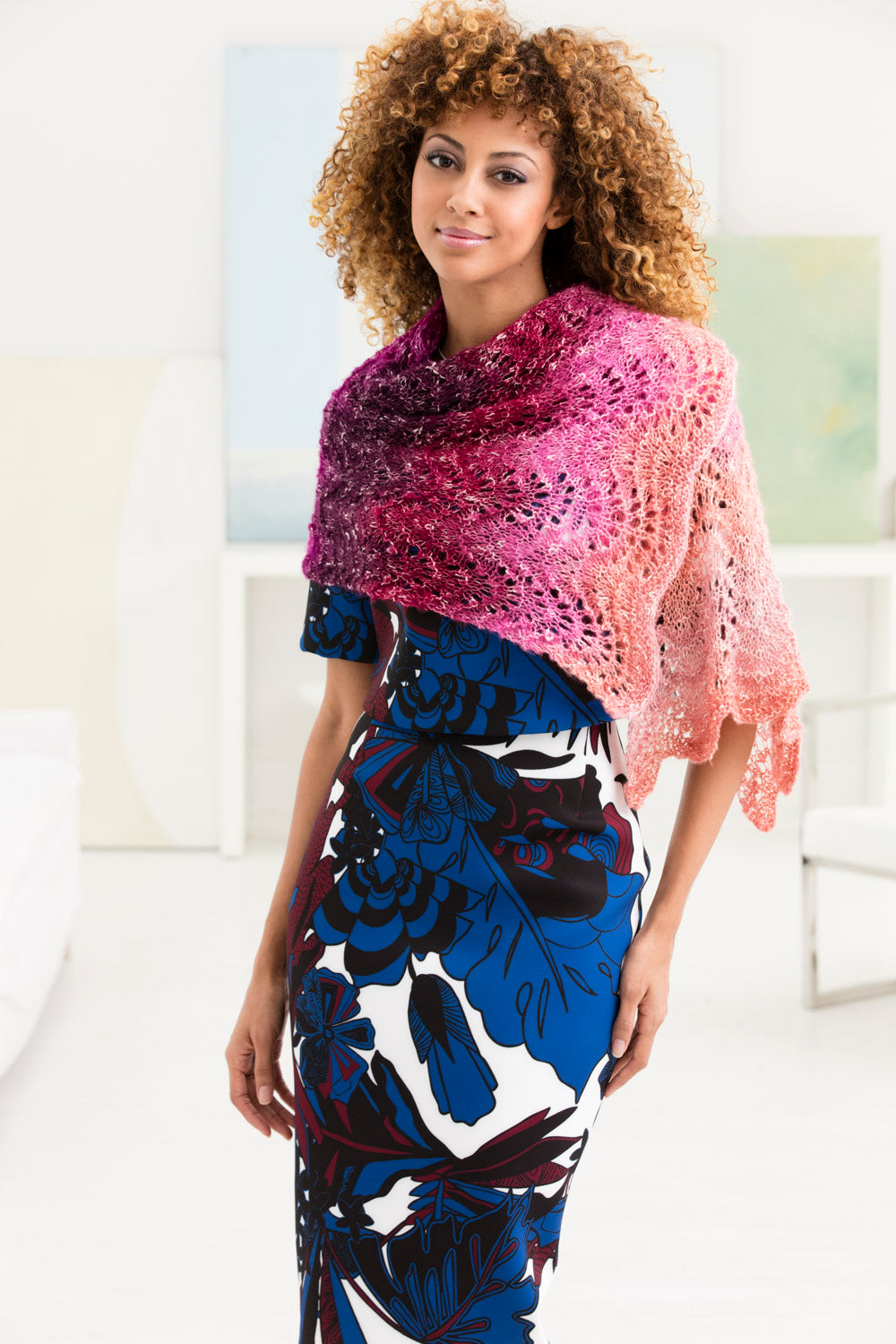 Feather And Fan Shawl (Knit) - Version 1 – Lion Brand Yarn