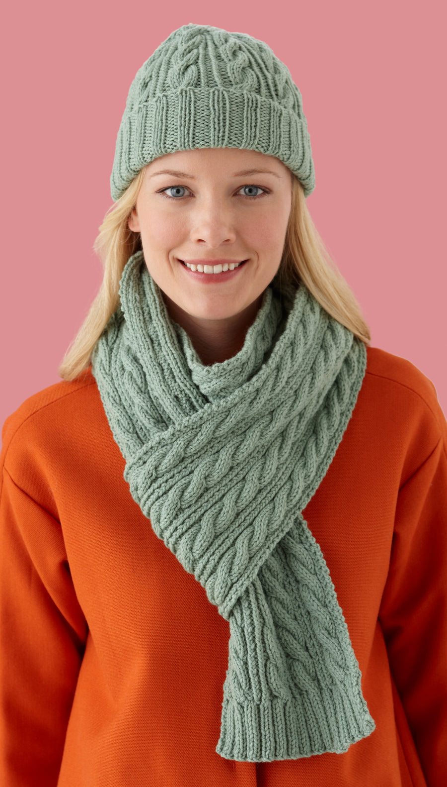 Cable Twist Hat And Scarf Set Pattern Knit Lion Brand Yarn