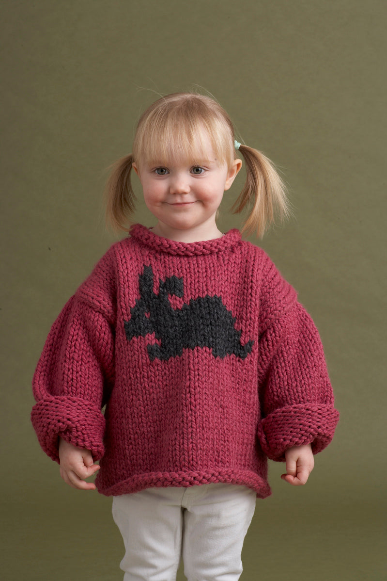 Child's Bunny Motif Pullover Pattern (Knit) – Lion Brand Yarn