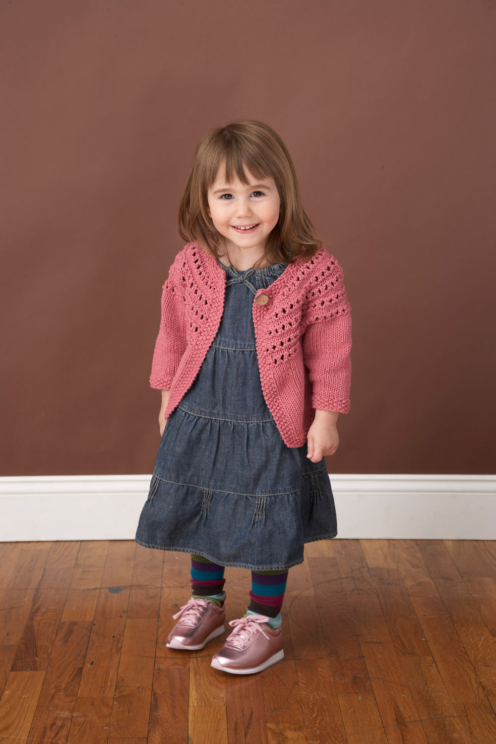 Eyelet Yoke Cardigan Pattern Knit Lion Brand Yarn