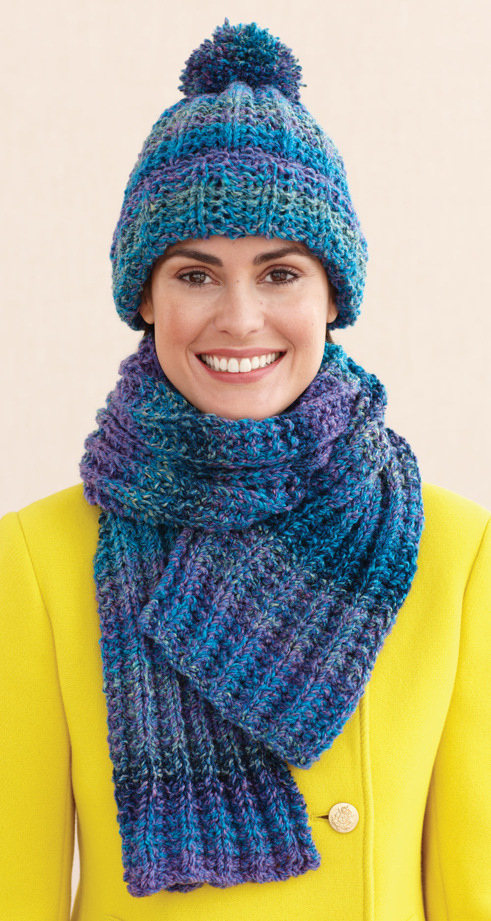 Rustic Ribbed Hat and Scarf Pattern (Knit) - Version 2 – Lion Brand Yarn