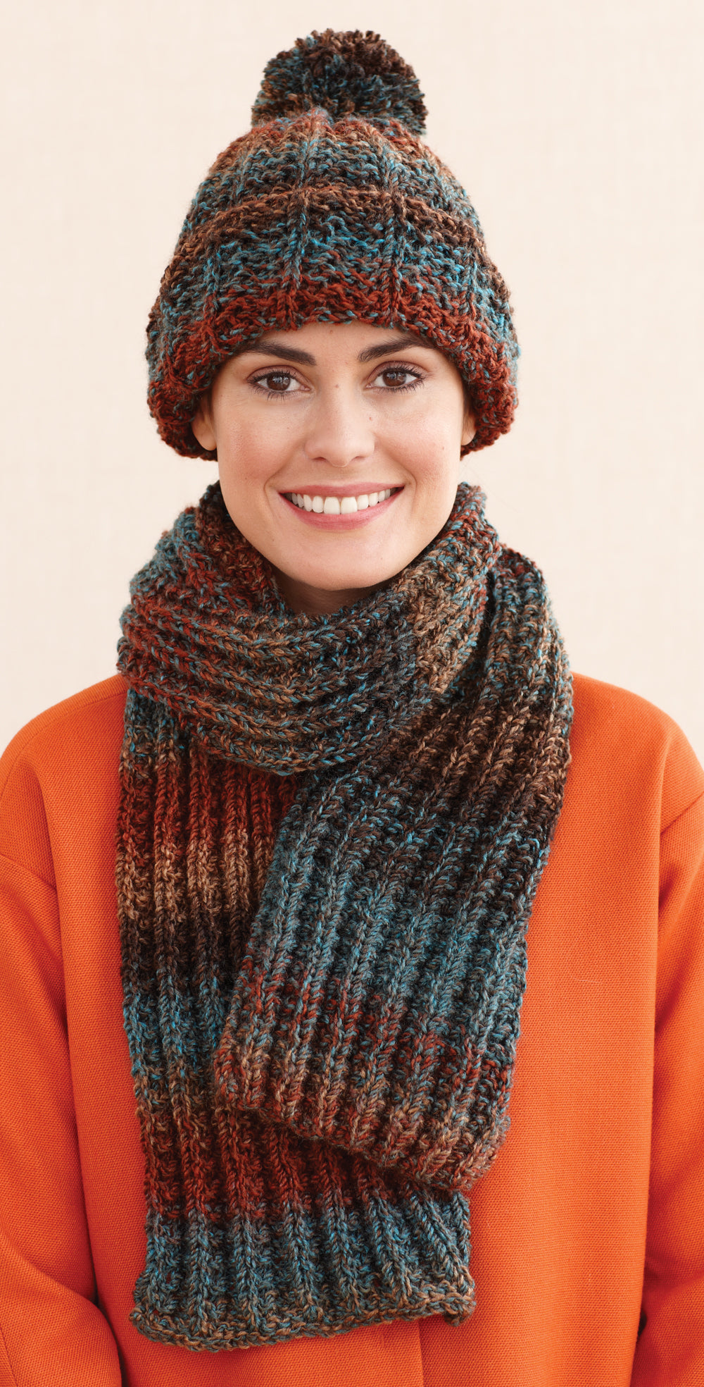 Rustic Ribbed Hat and Scarf Pattern (Knit) - Version 4 – Lion Brand Yarn