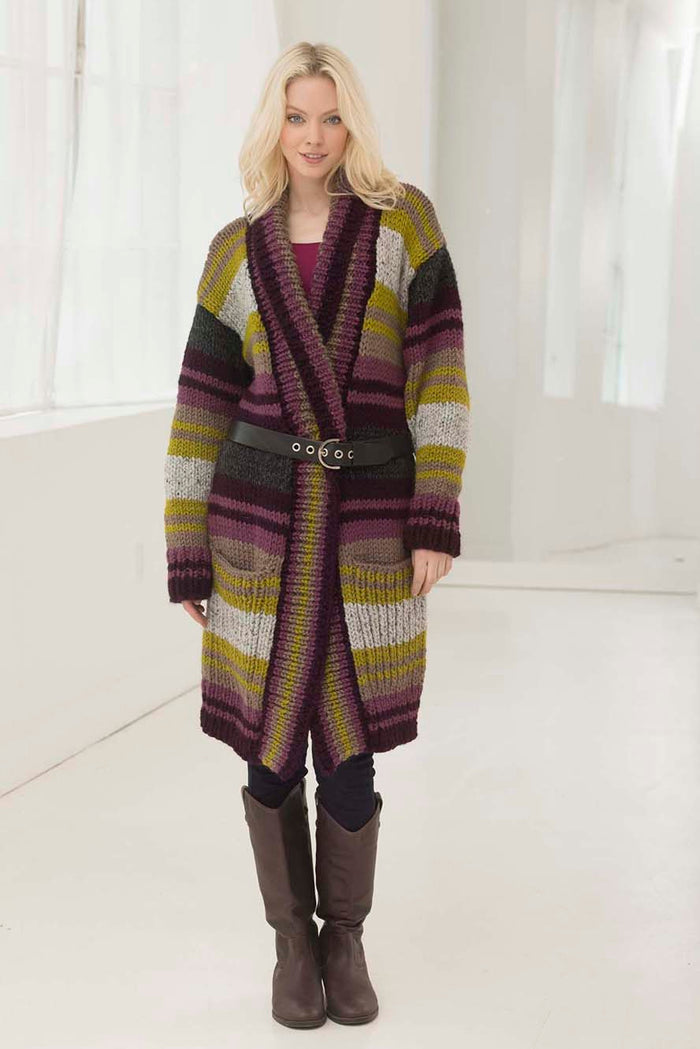 Striped Boyfriend Cardigan (Knit) – Lion Brand Yarn