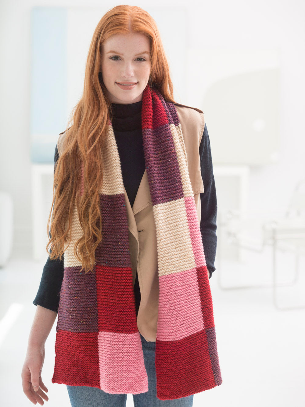 Loom Knit Colorblock Scarf - Version 1 – Lion Brand Yarn