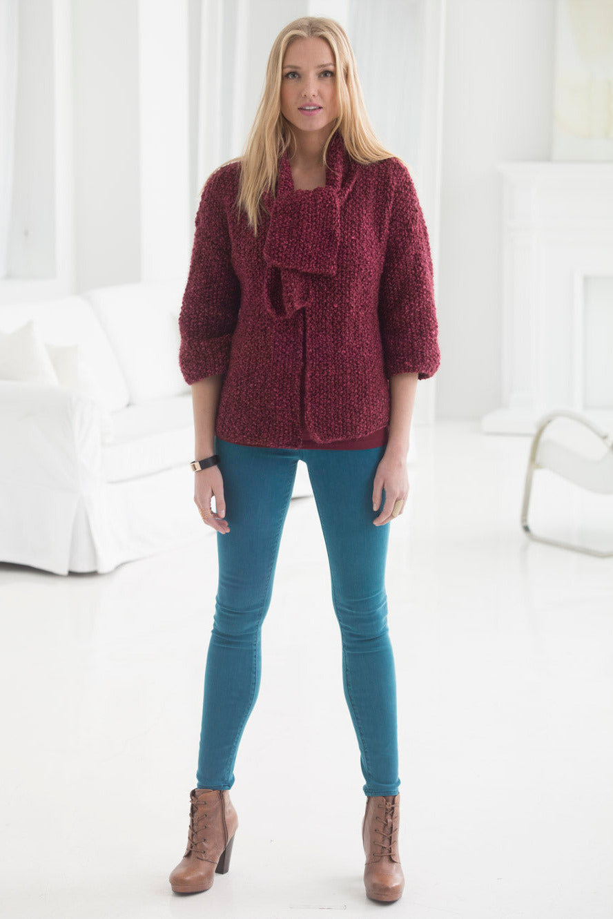 Seed Stitch Cardi With Scarf (Knit) – Lion Brand Yarn