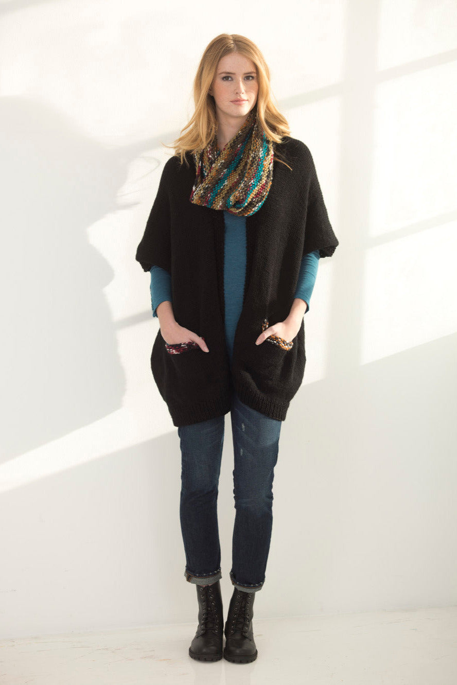 Easy Rectangle Cardigan And Cowl (Knit) – Lion Brand Yarn
