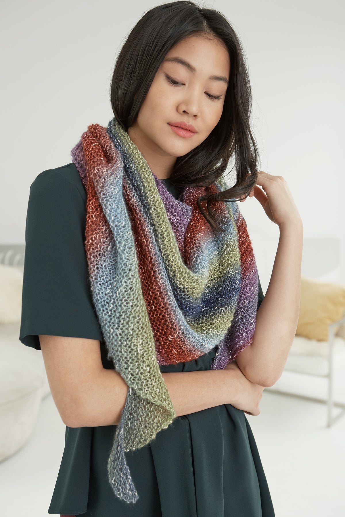 Easy Shaped Shawl (Knit) - Version 2 – Lion Brand Yarn
