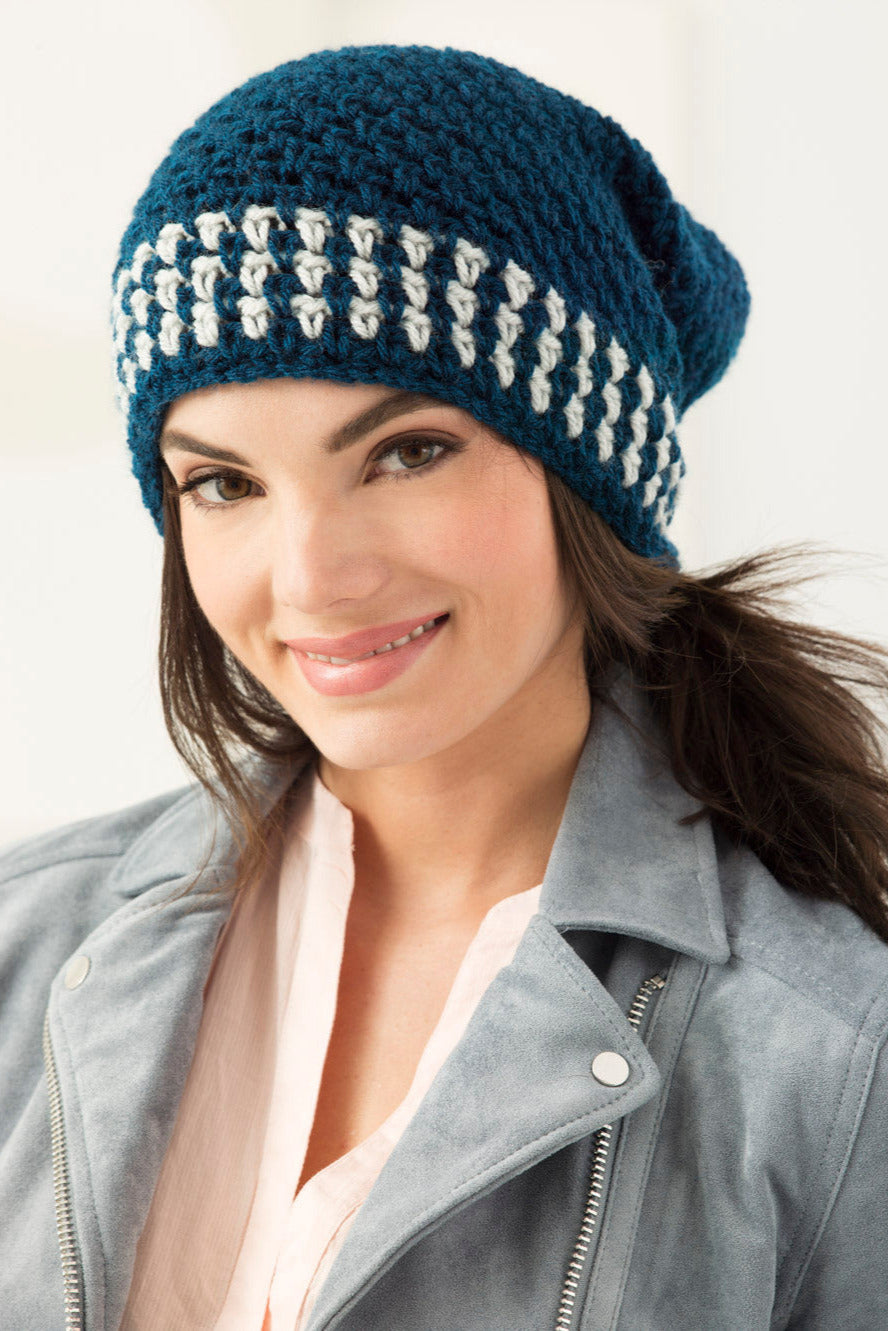 Two Color Slouch Hat (Crochet) – Lion Brand Yarn