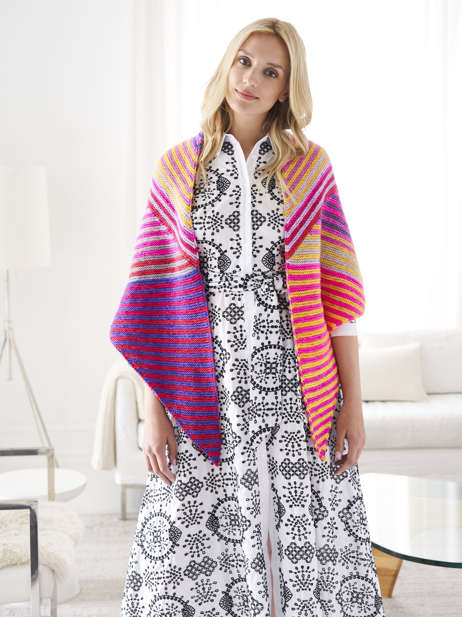 Striped Triangle Shawl (Knit) – Lion Brand Yarn